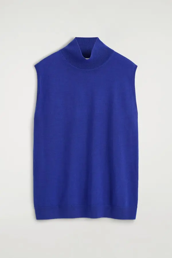 Cos Merino Wool Mock-neck Tank - Blue