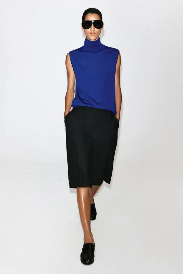 Cos Merino Wool Mock-neck Tank - Blue