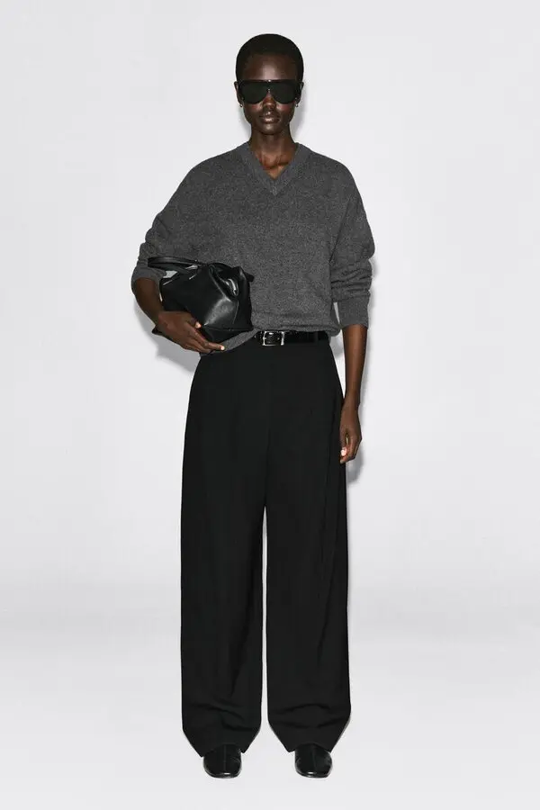 Cos Merino Wool Layered V-neck Sweater - Gray
