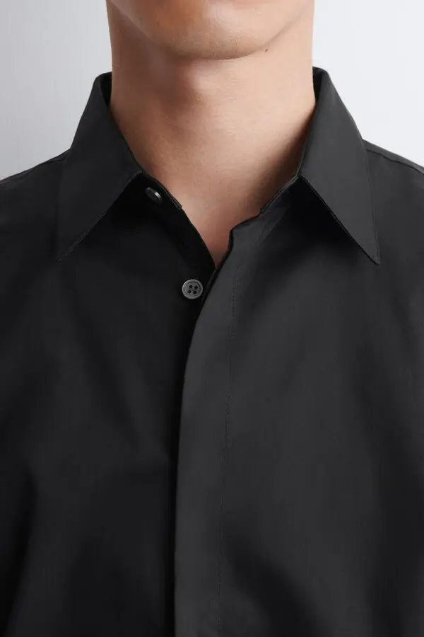 Cos Slim Cotton Shirt - Black
