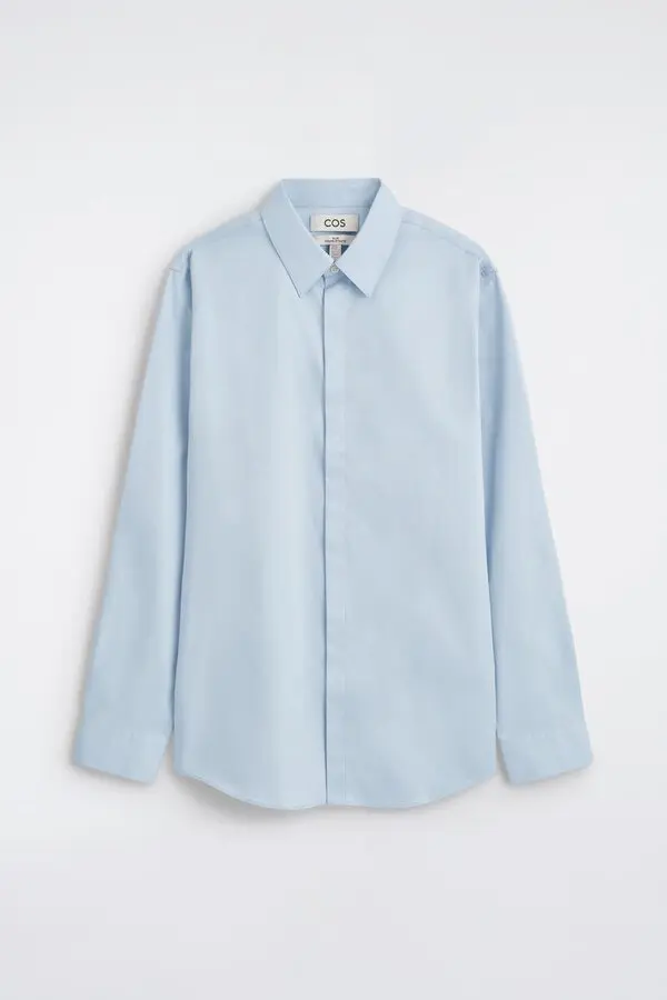 Cos Slim Cotton Shirt - Blue