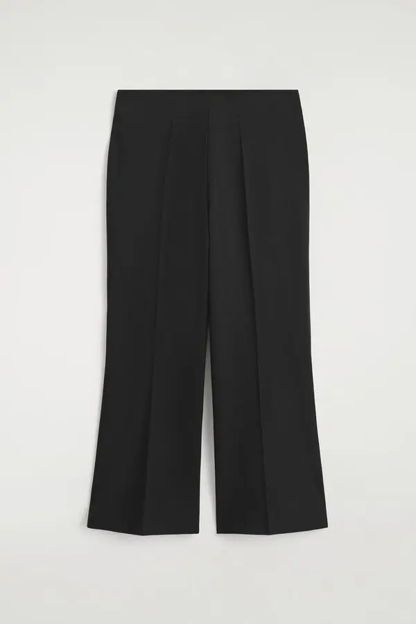 Cos Cropped Flared Pants - Black