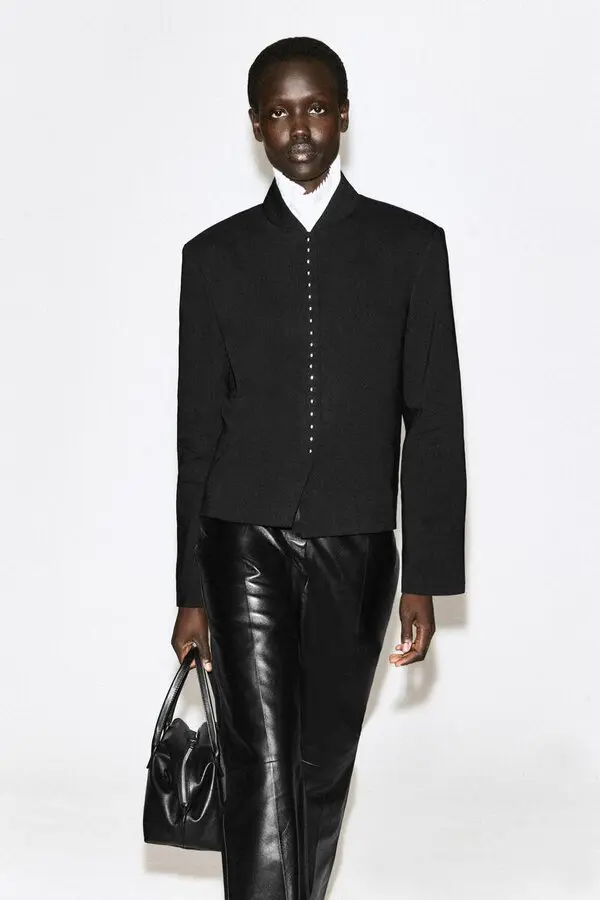 Cos Stud-detail Cropped Linen Blazer