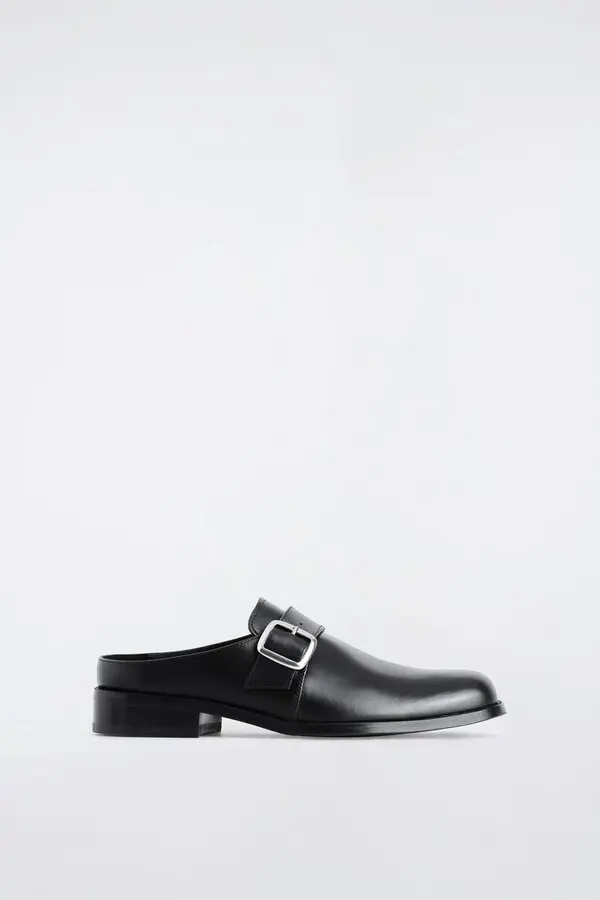Cos Buckled Leather Mules - Black