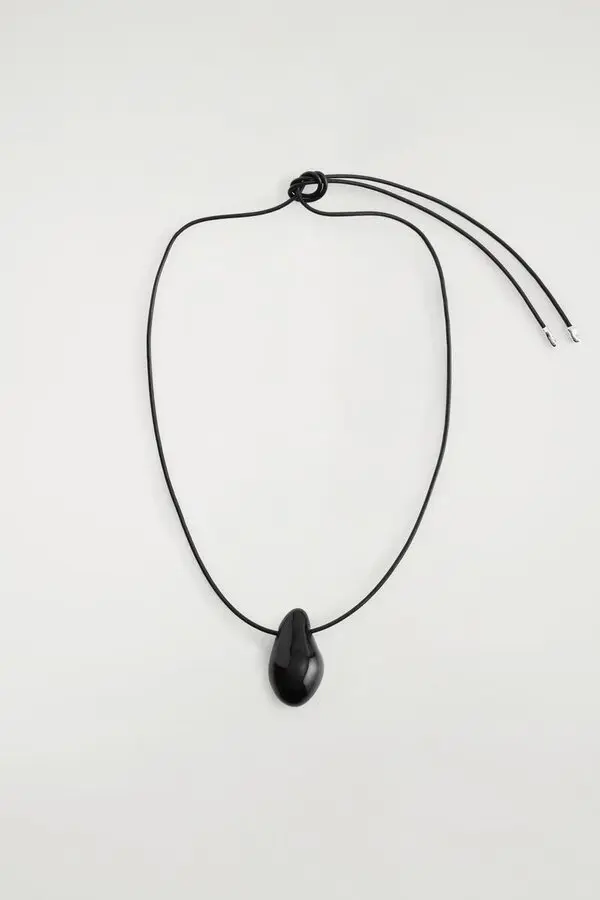 Cos Domed Glass Pendant Necklace - Black