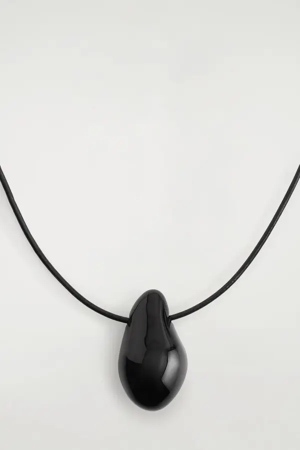 Cos Domed Glass Pendant Necklace - Black