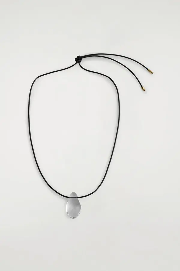 Cos Domed Glass Pendant Necklace - White