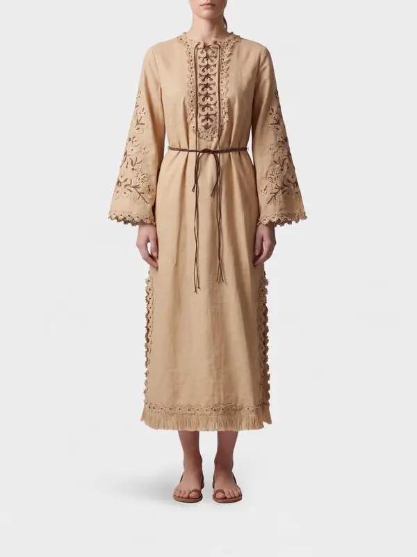 Zimmermann Mahon Embroidered Cotton Midi Tunic With Kimono Sleeves