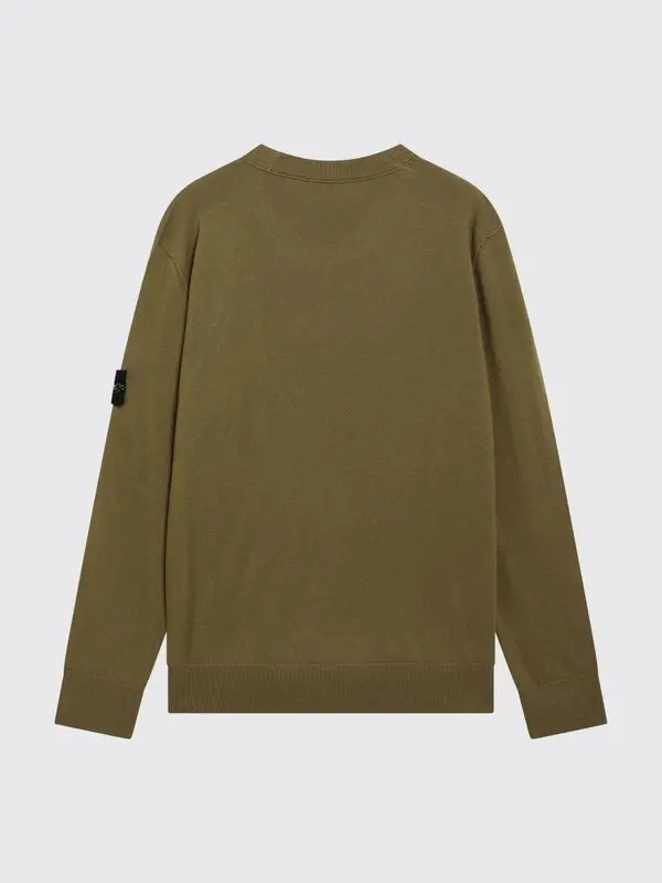 Stone Island Virgin Wool Crewneck Jumper With Compass Logo Patch - Green