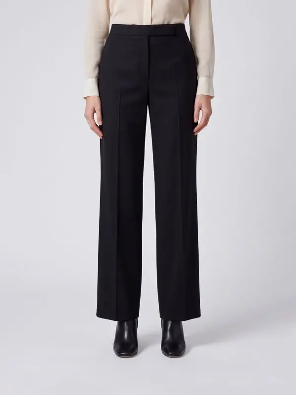Max Mara High-waisted Straight Leg Trousers In Linen And Silk - Black