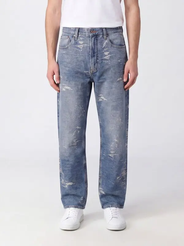 Emporio Armani Wide-leg Denim Jeans With Eagle Logo - Blue