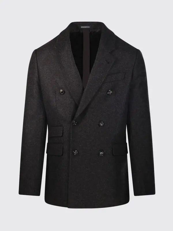 Emporio Armani Double-breasted Short Coat In Wool Blend