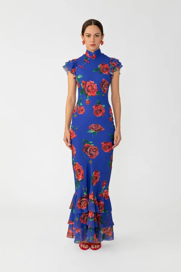 SAU LEE Gemma Rosa Maxi Dress - Blue Multi