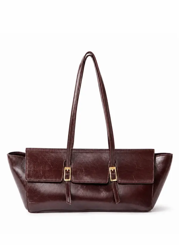 ELLEME Le Bateau Large Vintage Leather Shoulder Bag - Chestnut