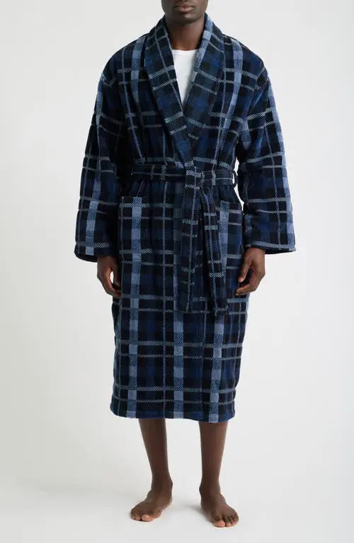 Majestic International Terry Shawl Robe - Navy/blue