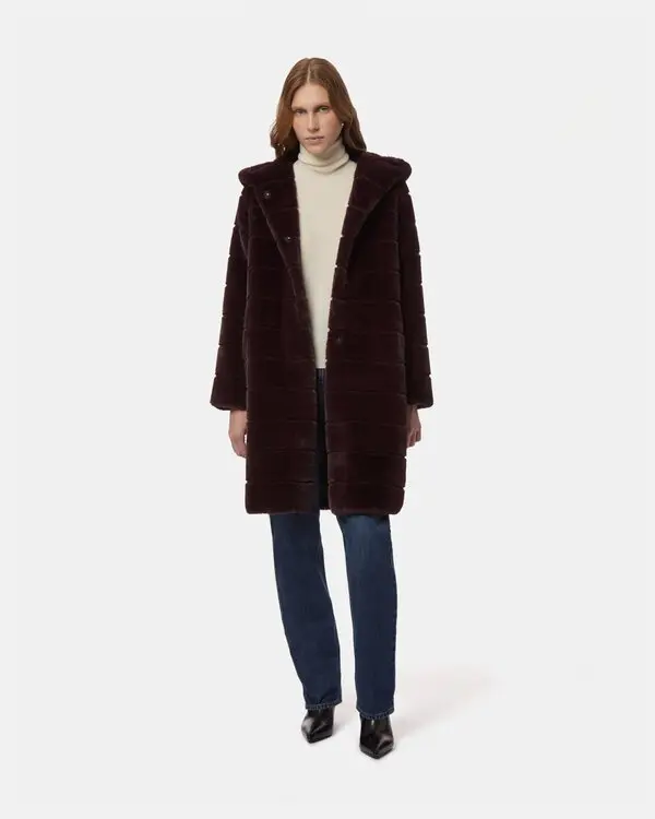 Apparis Celina Hooded Coat - Burgundy