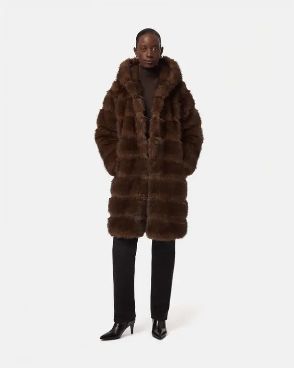 Apparis Marais Mink Hooded Coat - Brown