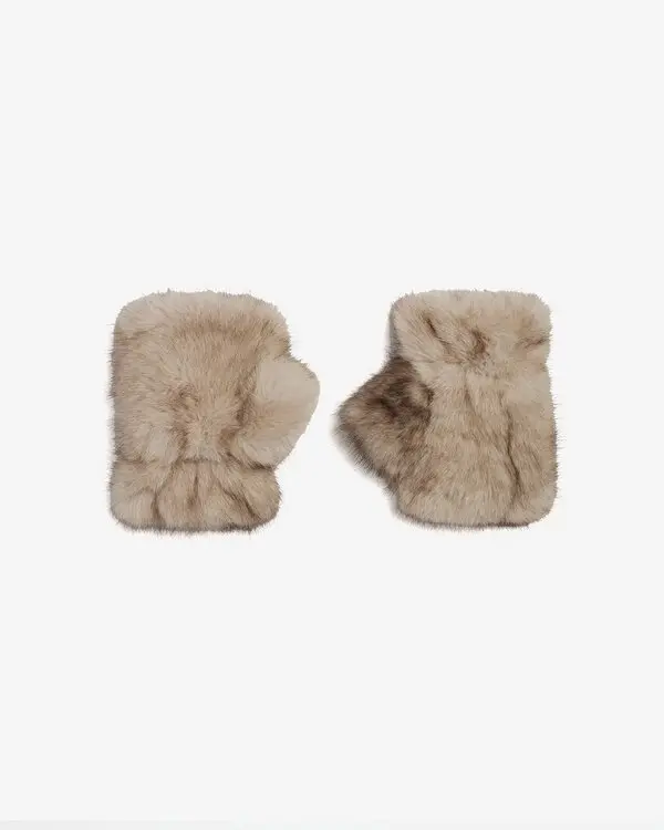 Apparis Ariel Mink Fingerless Gloves - Grey Mink