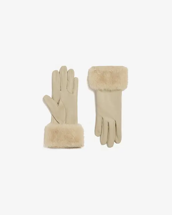Apparis Betty Shaved Mink Gloves - Beige/latte Multi