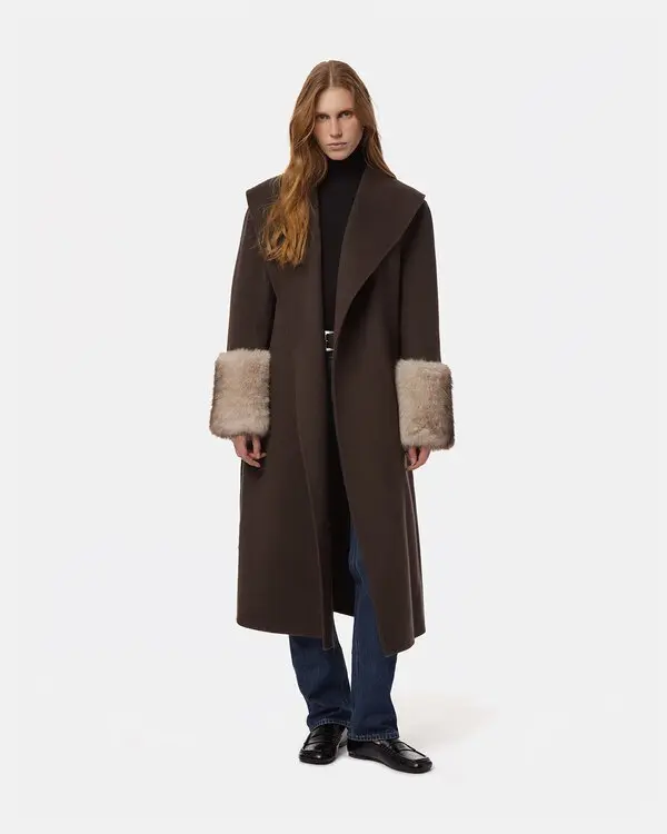 Apparis Jill Wool Coat - Brown/grey Mink
