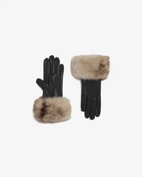 Apparis Betty Mink Gloves - Noir/grey Mink