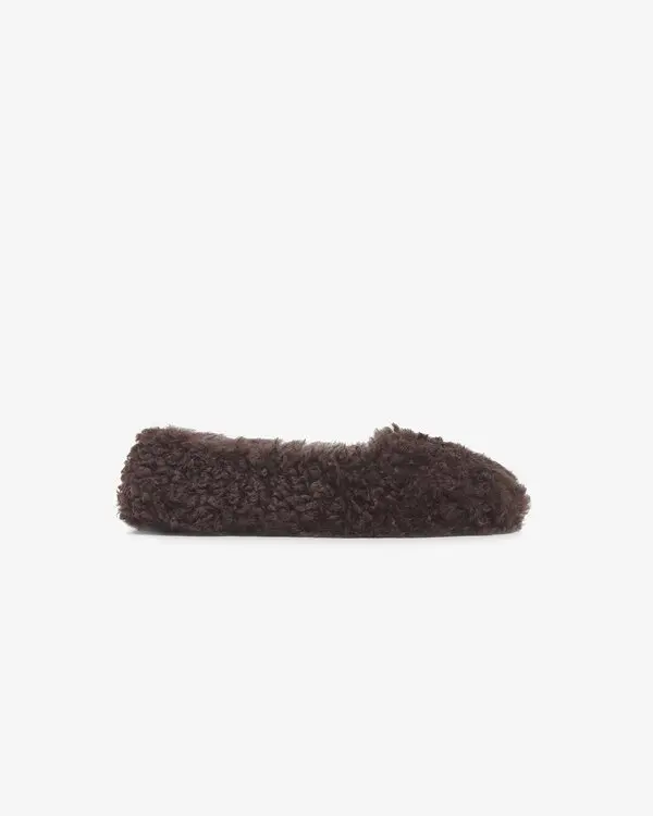 Apparis Magda Bouclette Flat Slipper - Brown
