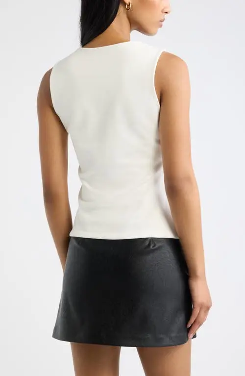 OPEN EDIT Square Neck Ponte Top - Ivory
