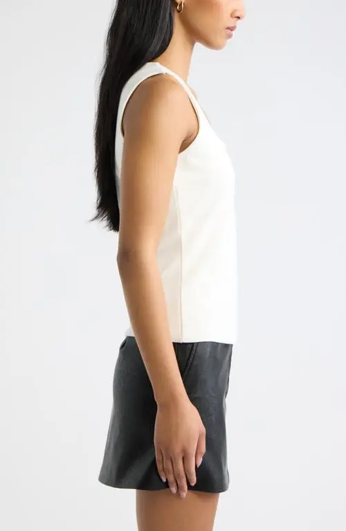 OPEN EDIT Square Neck Ponte Top - Ivory