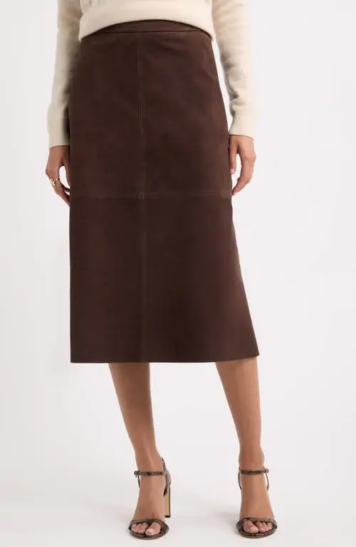 Nordstrom A-line Suede Midi Skirt - Brown Coffee
