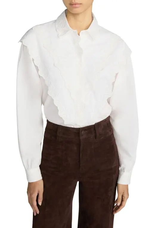 FRAME The Poplin Equestrian Cotton Shirt - White