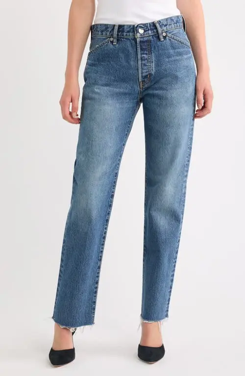Moussy Vintage Prescott High Waist Straight Leg Jeans - Blue
