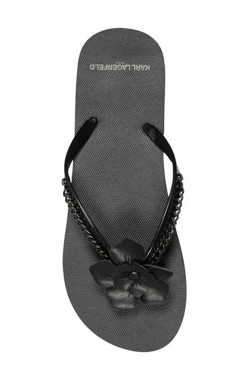 Karl Lagerfeld Paris Zemira Flower Flip Flop - Black