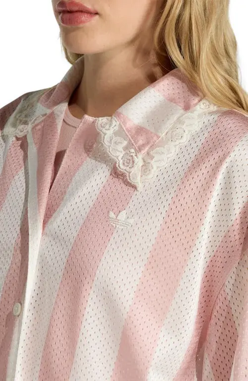 Adidas Striped Lace Trim Mesh Shirt