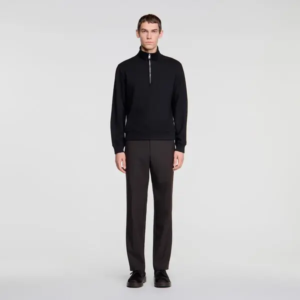 Sandro Wool And Cotton Blend Zip-up Jumper