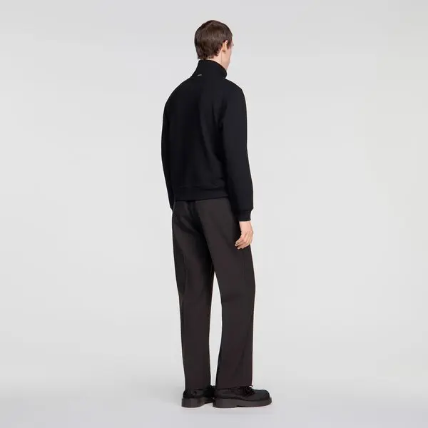 Sandro Wool And Cotton Blend Zip-up Jumper