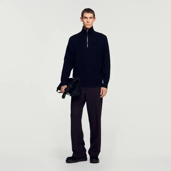 Sandro Boxy Zip Sweater