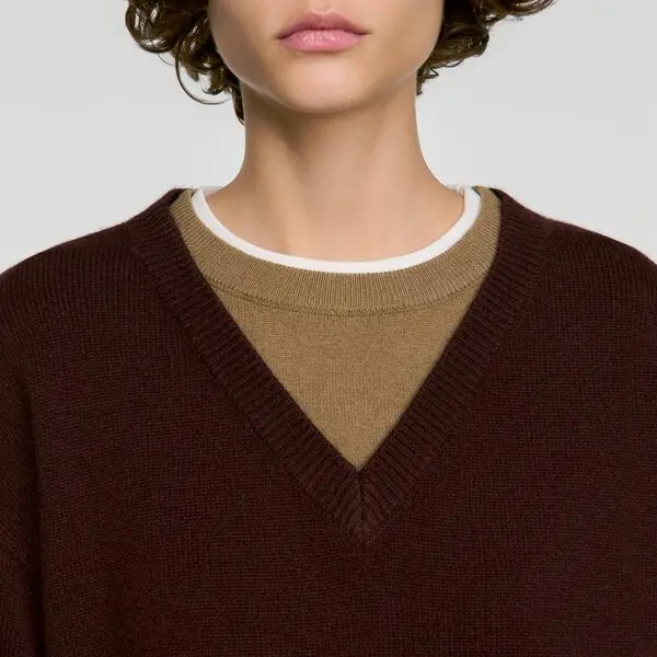 Sandro 2-in-1 Wool And Cashmere Sweater - Bordeaux