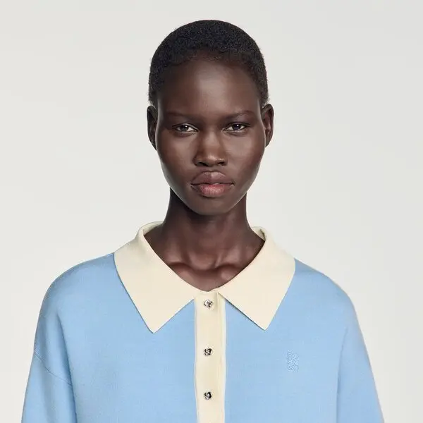 Sandro Two-tone Wool Polo Jumper