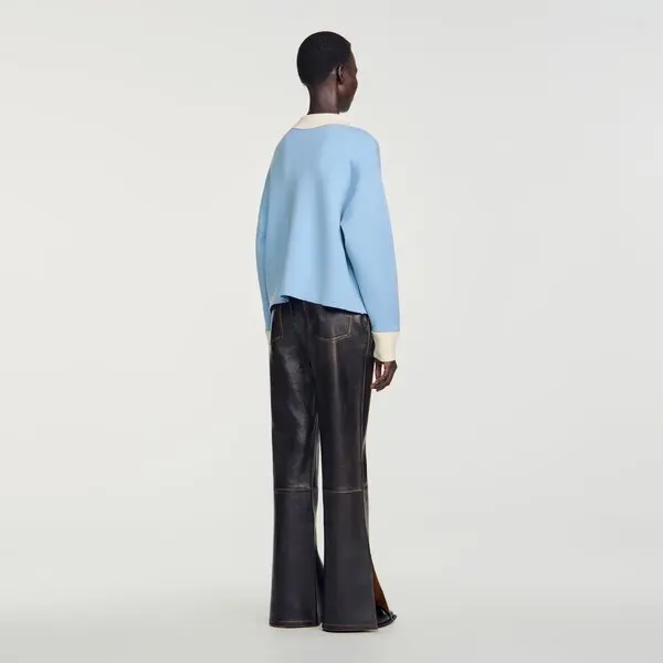 Sandro Two-tone Wool Polo Jumper