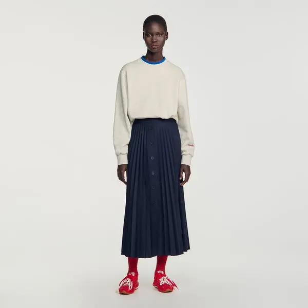 Sandro Long Pleated Skirt