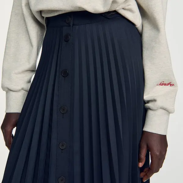 Sandro Long Pleated Skirt