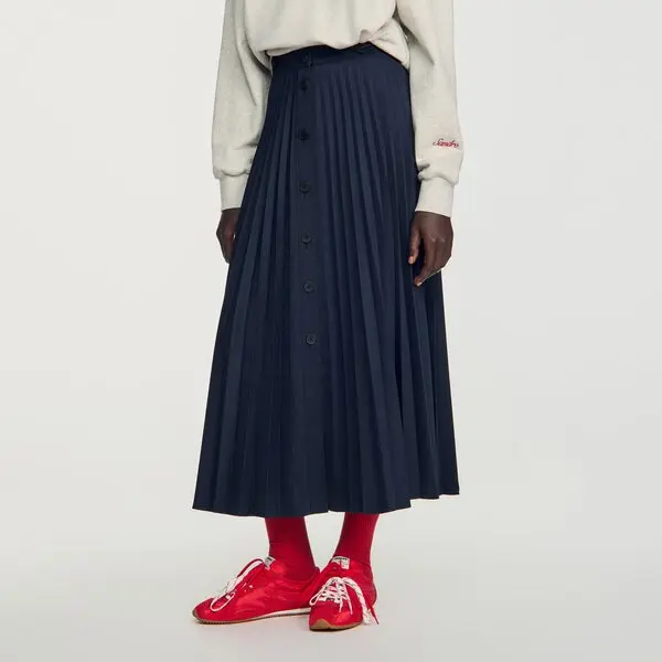 Sandro Long Pleated Skirt