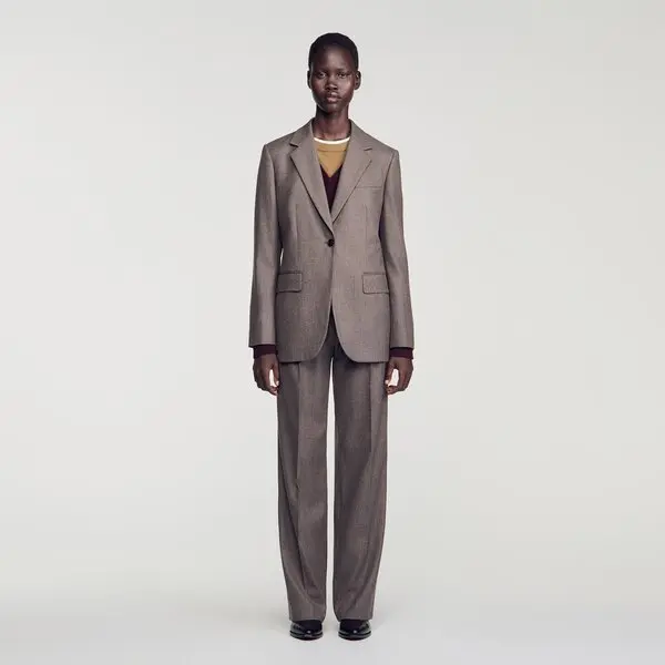 Sandro Wool Tailored Jacket With Notch Lapel