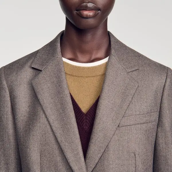 Sandro Wool Tailored Jacket With Notch Lapel