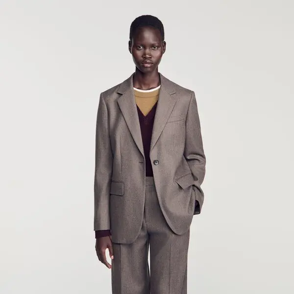 Sandro Wool Tailored Jacket With Notch Lapel