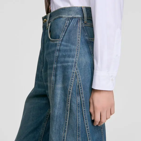 Sandro Wide-leg Topstitched Panel Jeans