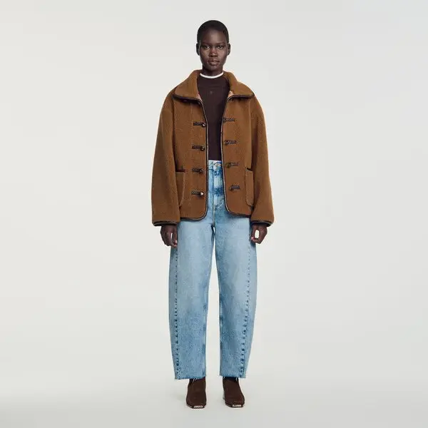 Sandro Short Faux Fur Coat - Brown
