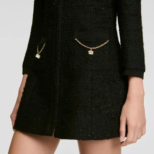 Sandro Short Dress With Metal Chain