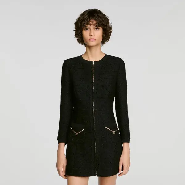 Sandro Short Dress With Metal Chain