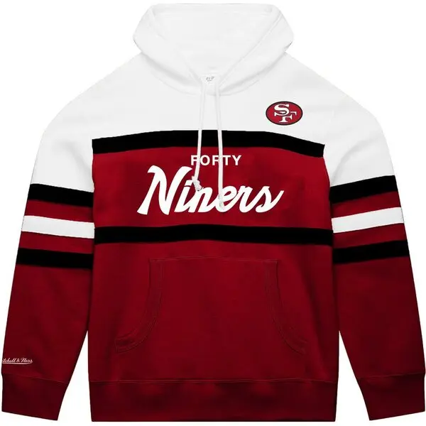 Mitchell & Ness Red San Francisco 49ers Big & Tall Head Coach Hoodie - White